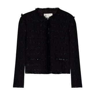 Tory Burch Wolljacke mit Fransen-Detail - - Jackets - Damen - Schwarzk - XS