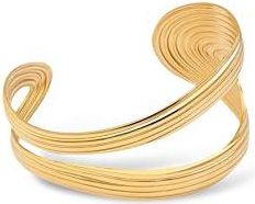 Singularu Bracelet Organic Sea. Acier avec plaqué or 18Kt. Bracelet rigide avec une ouverture de 3 cm. Bijoux pour femme