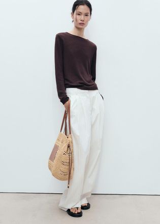 Mango Sac cabas fibre naturelle marron moyen - Femme - Taille unique - MANGO