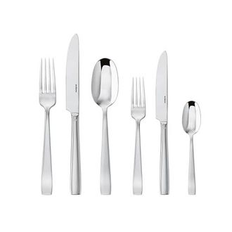 Sambonet 62512-83 Flaches Monoblock-Besteck-Set, 36-teilig: 6 Tafelgabeln, 6 Tafellöffel, 6 Tafelmesser, 6 Obstgabeln, 6 Obstmesser und 6 Teelöffel- Edelstahl 