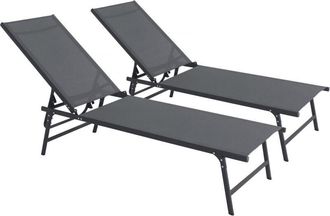 Habitat et Jardin Lot de 2 bains de soleil en m&eacute;tal Sublima - 180 x 54 x 104 cm - Anthracite