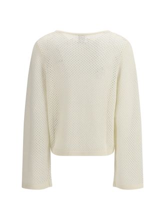 Allude Womens Perforated Boatneck Jumper 40 Sweater