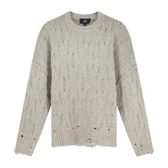 Represent Gerippter Rundhals-Pullover mit Zopfmuster - - Knitwear - Herren - Beige - S
