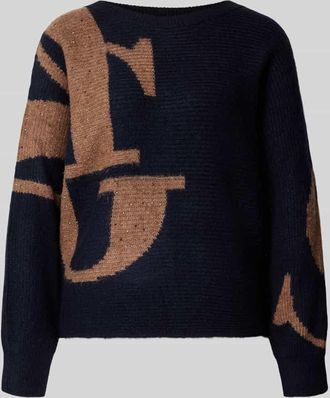 Monari Relaxed Fit Strickpullover aus Viskose-Mix mit Strasssteinen