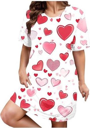 Generic Chemise De Nuit Femme Coton Manche Courte Nuisette Mini Robe De Chambre El&eacute;gant L&eacute;gers T Shirt De Nuit Sexy Chic Respirants Sleepwear Imprim&eacute;e Confort