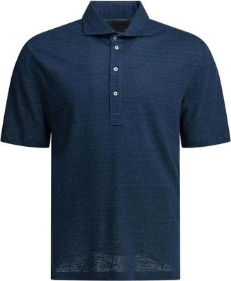 Brunello Cucinelli Homme, Tops, Bleu, Taille: 2XL Chemise Polo En Maille Ray&eacute;e