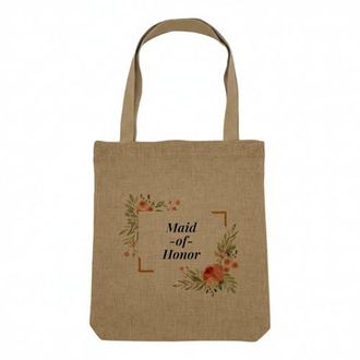 Fabulous Sac Shopping Tote Bag Aspect Lin - Maid of Honor Mariage Fianc&eacute;e Cadre Floral - Sac de Courses Toile Epaisse 360g Beige Naturel Cabas Port&eacute; Epaule Sol