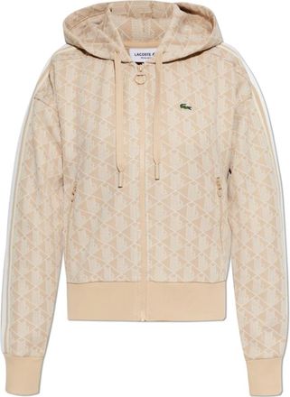 Lacoste Femme, Sweatshirts et sweats &agrave; capuche, Beige, Taille: 40 FR Monogram Sweat &agrave; capuche