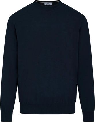 Aquascutum Homme, Pulls, Bleu, Taille: L Cotton Lamina Patches Crewneck