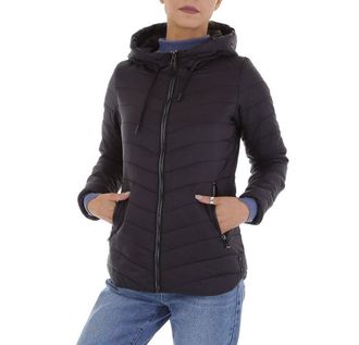 Ital-Design Steppjacke Damen Freizeit (87256532) Kapuze Leicht gef&uuml;ttert &Uuml;bergangsjack in Schwarz