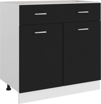 vidaXL Vidaxl - Armoire de plancher &agrave; tiroir Noir 80x46x81,5 cm Agglom&eacute;r&eacute;