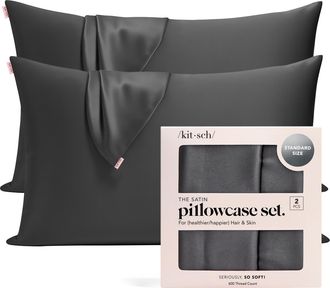 Kitsch Kissenbezug aus 100% Satin mit Rei&szlig;verschluss, weicher als Seidenkissenbezug f&uuml;r Haar und Haut, k&uuml;hlender Kissenbezug, Satin-Kissenbezug (Standard/Que