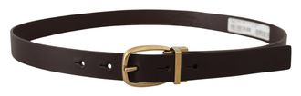 Dolce & Gabbana Mens Dark Brown Calf Leather Gold Tone Metal Buckle Accessory