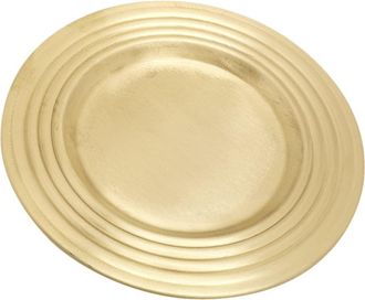 NKlaus Kerzenteller mit Ripp-Rand Ø15 cm aus Messing gold Kerzenhalter rund Dekoteller 10730