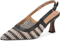 Queen Helena Escarpins Slingback Femme Chaussure &agrave; talon moyen ZM11013, Noir, 41 EU
