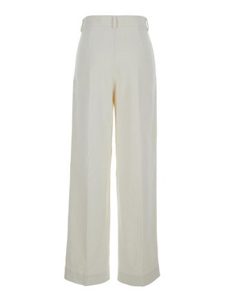 Toteme Womens High-Waist Cotton Blend Pants White Trousers