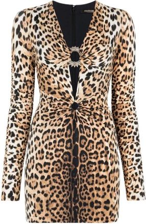 Roberto Cavalli Leopardenmuster-Minikleid mit Cut-Outs - - Dresses - Damen - Braun - M