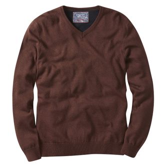 Charles Wilson Feinstrick Baumwollpullover mit V-Ausschnitt f&uuml;r Herren (L, Brown (0422))