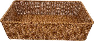 Aboofan Geflochtener Korb Aus Rattanimitat Robust Und Geruchsneutral Nat&uuml;rliche Farbe Und Textur Vielseitig Zur Aufbewahrung Von B&uuml;chern Und Kleinigkeiten Als