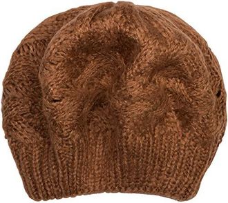 styleBREAKER Bonnet tricoté pour Dames avec Motif de Tresse, Hiver, béret, Bonnet français 04024166, Couleur:Cognac