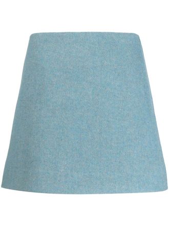 Ganni jupe en laine &agrave; coupe &eacute;vas&eacute;e - Bleu