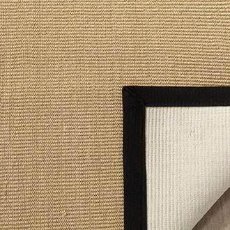 Safavieh Naturfaser Teppich f&uuml;r Wohnzimmer, Esszimmer, Schlafzimmer - Natural Fiber Collection, Kurzer Flor, Beige und Schwarz, 183 x 183 cm