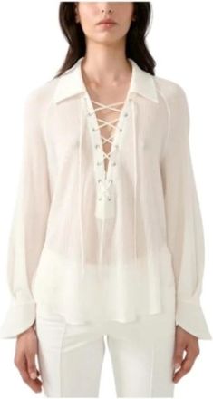 Barbara Bui Femme, Blouses et Chemises, Blanc, Taille: 34 FR Blouse en cr&ecirc;pe &agrave; col lac&eacute;