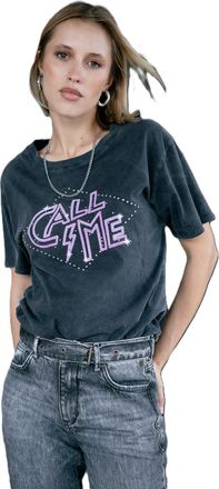 Freeman T. Porter Suria Call Me - Bedrucktes T-Shirt mit Nieten - Shirt - S