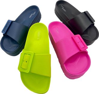 Linea Scarpa RELAX Badeschuhe Damen Fu&szlig;bett Pantoletten mit Schnalle: Farbe: Apfelgr&uuml;n | Gr&ouml;&szlig;e: 40