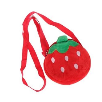 Generic Sac &agrave; bandouli&egrave;re en peluche avec motif de fraise, sac &agrave; bandouli&egrave;re mignon pour t&eacute;l&eacute;phone, porte-monnaie, portefeuille pour enfants et adultes, cadea