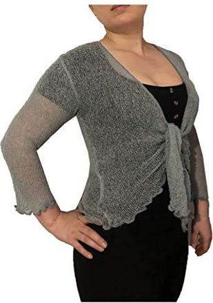 EXCLUSIVE Boléro court en tricot uni pour femme - Coupe massive, gris, Taille Unique