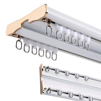 Generic Duschvorhangstange, Vorhangstange, Stille Gardinenschiene f&uuml;r Schlafzimmer K&uuml;che Scheibengardinen Vorh&auml;nge Schrankstangen Zugstangen(Ivory white,2.80 