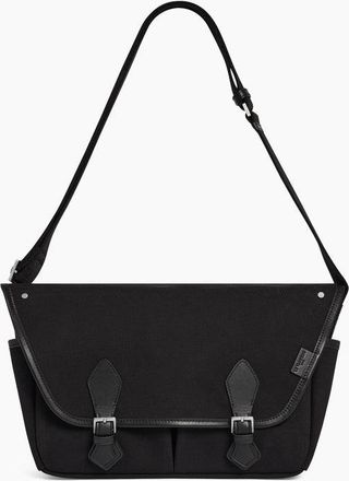 Le Tanneur Sac bandouli&egrave;re moyen mod&egrave;le Solveig en toile coton et cuir lisse