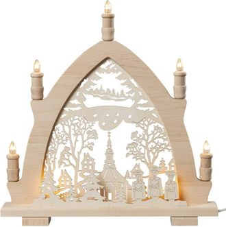 Rudolphs Schatzkiste Lichterspitze Seiffener Kirche 7-flammig elektrisch beleuchtet BxHxT 41x43x6cm NEU Schwibbogen Leuchterbogen Fensterdekoration