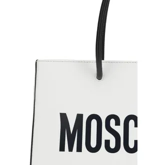 Moschino Logo-Print Calf Leather Tote Bag - White