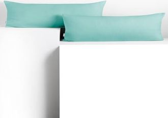 Decoking 2 Kissenbezüge 20x145 cm Baumwolle Reißverschluss helltürkis Amber