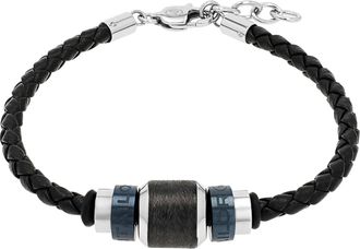 Tom Tailor Tom Tailor Armband mit Anh&auml;nger f&uuml;r Herren, Edelstahl und Leder, 20+2 cm, Bicolor, Geschenkidee, Armschmuck, Herrenschmuck, 2100685