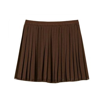Twinset Jupe courte pliss&eacute;e en cr&ecirc;pe de Chine - Femme - Jupes - Brun - Taille: 38 FR