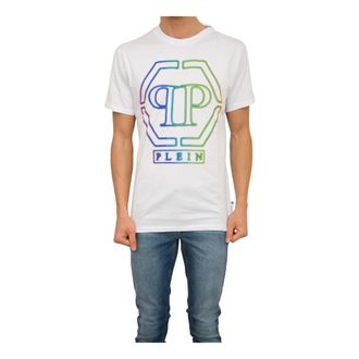 Philipp Plein Hexagon Besticktes T-Shirt - - Tops - Herren - Wei&szlig; - M