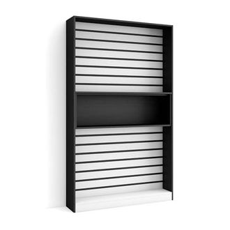 Skraut Home | Bücherregal Bibliothek | Bookshelf, Bookcase | 110x186x25cm | Wohnzimmer, Esszimmer, Büro | Aufbewahrungsregal | Moderner Stil | Weiß und Schwarz
