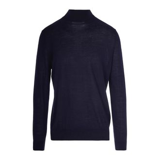 Ballantyne Blauer Wollpullover Dolcevita Marineblau - - Knitwear - Herren - Blau - 2XL