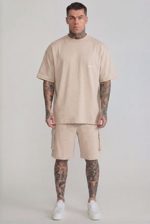 Siksilk Herren Beige T-Shirt und Shorts Set XXL