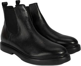 Desa Bottes en Cuir Man - Lacets &eacute;lastiques, Talon Plat, Respirantes | Noir - 41