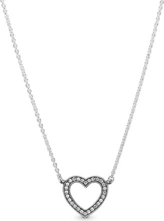 Pandora Signature funkelndes Offenes Herz Kette aus Sterling-Silber 45 cm