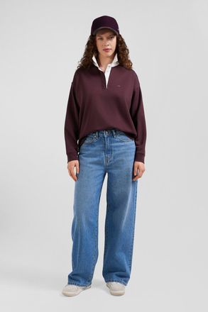 Eden Park Maillot Manches Longues En Coton Bordeaux Coupe Relaxed