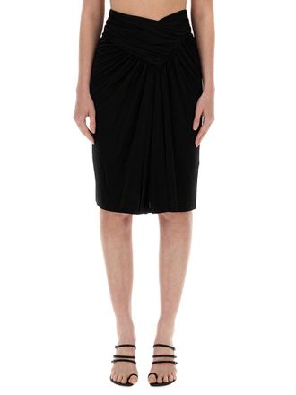 Saint Laurent Viscose Pencil Skirt - Black