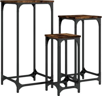 vidaXL Satztische 3 Stk. R&auml;uchereiche Holzwerkstoff Vidaxl