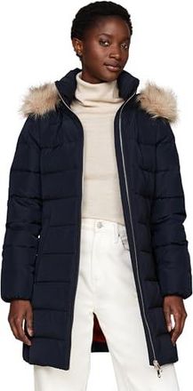 Tommy Hilfiger Doudoune Femme Heritage Down Tyra Coat With Fur avec Poches, Bleu (Desert Sky), XXL
