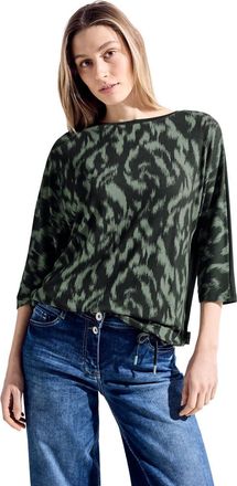 Cecil Damen T-Shirt mit Muster strong khaki XL