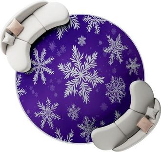Generic Violet Tapis de Salon Rond 180 cm, No&euml;l Simple Flocons De Neige Tapis Chambre Antid&eacute;rapant Lavable, Ne Perd Pas Ses Poils Moelleux Moquette pour Chamb
